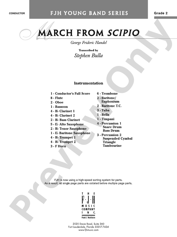 March from Scipio: Score: Concert Band Score: George Frideric Handel ...