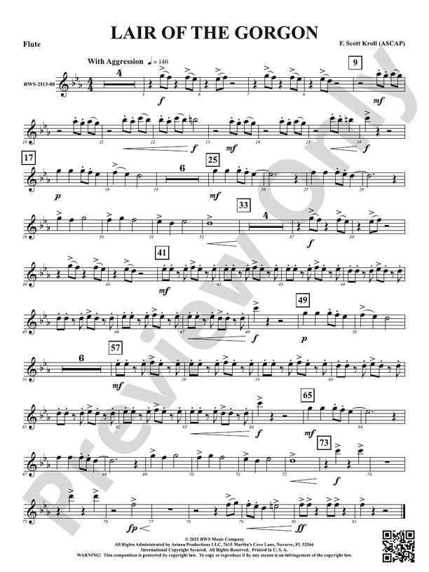 Lair Of The Gorgon: 1st Flute: 1st Flute Part: F. Scott Kroll - Digital ...