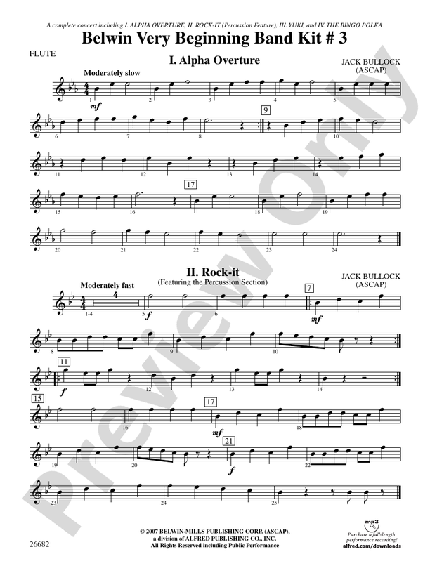 Belwin Very Beginning Band Kit #3: Flute: Flute Part - Digital Sheet ...