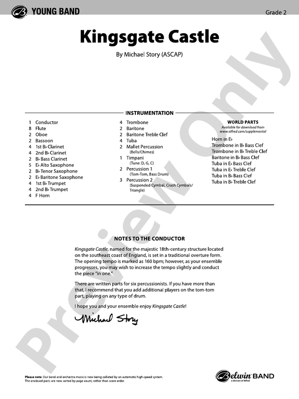 Kingsgate Castle: Score: Concert Band Score - Digital Sheet Music Download