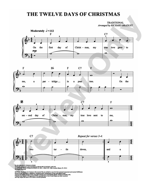 The Twelve Days of Christmas: Easy Piano: Traditional - Digital Sheet ...