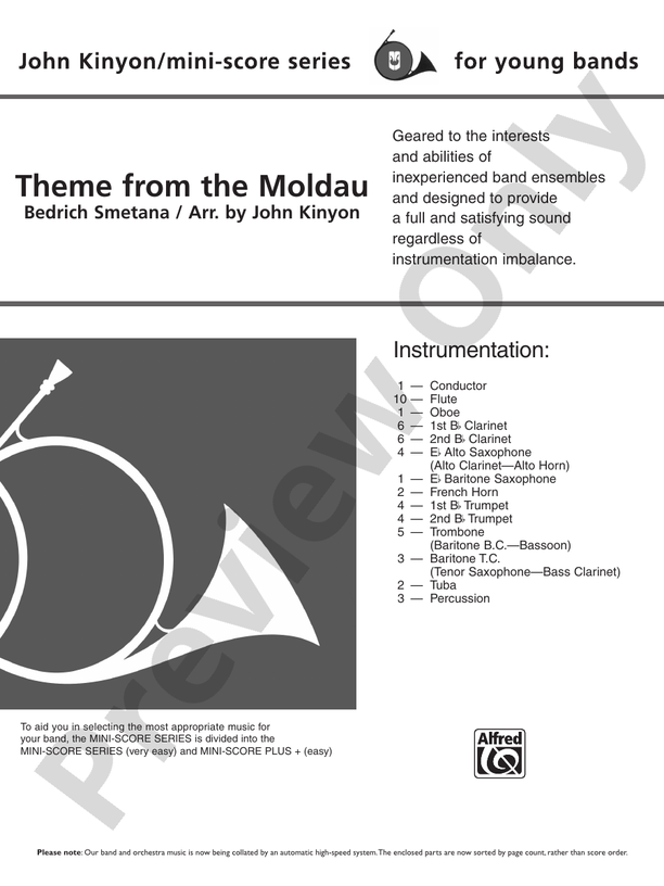 Theme from "The Moldau": Concert Band Conductor Score & Parts: Bedrich ...