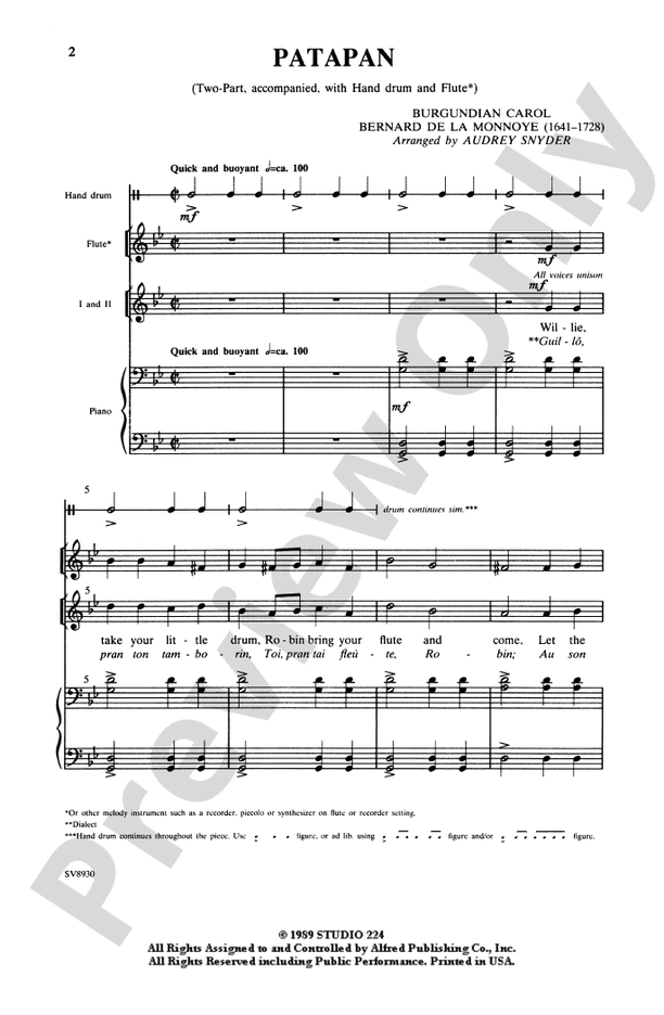 Patapan: 2-Part Choral Octavo - Digital Sheet Music Download
