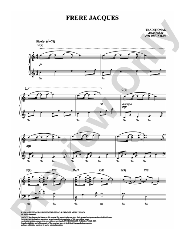 Frere Jacques: Easy Piano: Jim Brickman - Digital Sheet Music Download