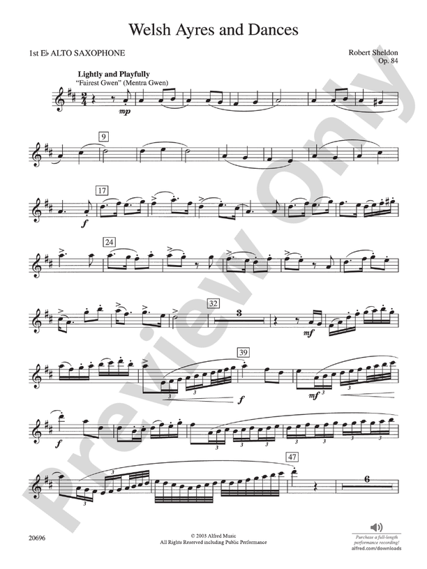 Welsh Ayres & Dances: E-flat Alto Saxophone: E-flat Alto Saxophone Part - Digital Sheet Music ...