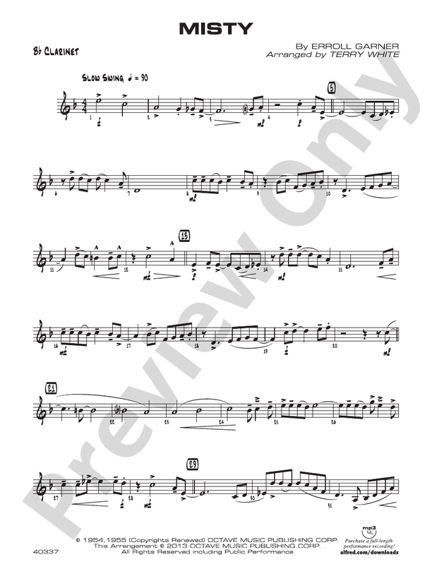 Misty: 1st B-flat Clarinet: 1st B-flat Clarinet Part - Digital Sheet Music Download