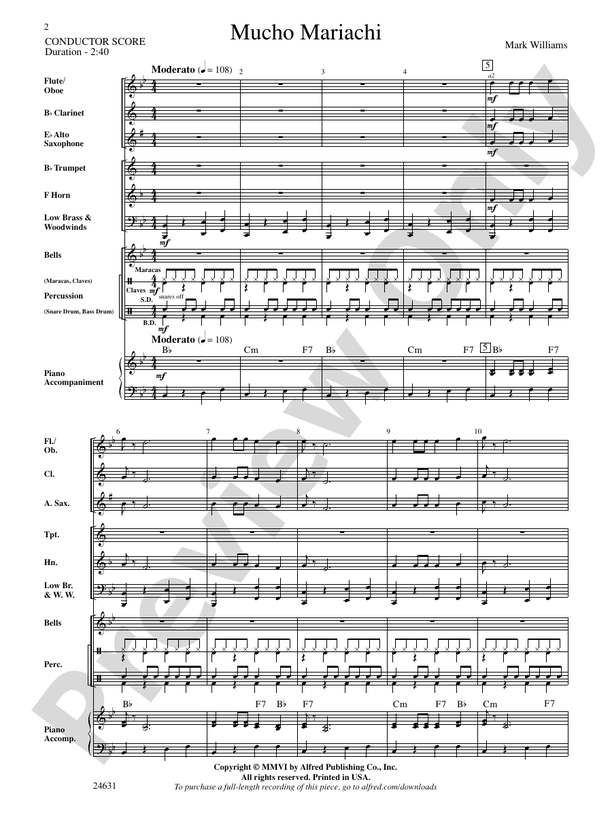 Mucho Mariachi: Concert Band Conductor Score & Parts: Mark Williams ...