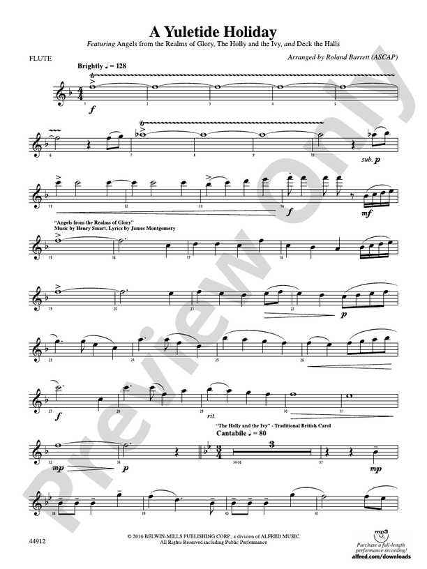 A Yuletide Holiday: Flute: Flute Part - Digital Sheet Music Download