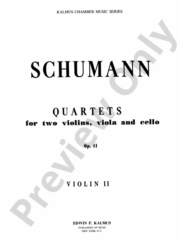 String Quartets, Op. 41, Nos. 1, 2 & 3: 2nd Violin: 2nd Violin Part - Digital Sheet Music Download