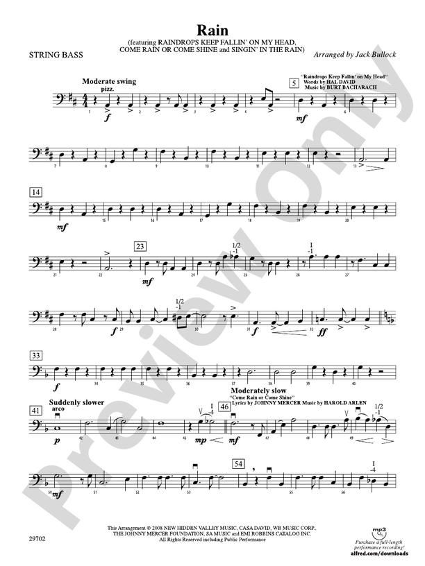 Rain: String Bass: String Bass Part - Digital Sheet Music Download