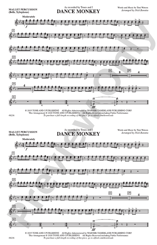 Dance Monkey: Mallets: Mallets Part - Digital Sheet Music Download