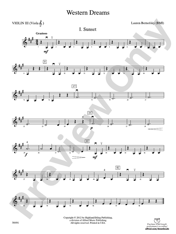 Western Dreams: 3rd Violin (Viola [TC]): 3rd Violin (Viola [TC]) Part ...
