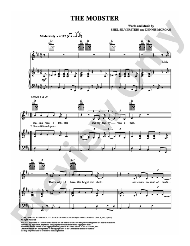 The Mobster: Piano/Vocal/Chords: Shel Silverstein - Digital Sheet Music ...