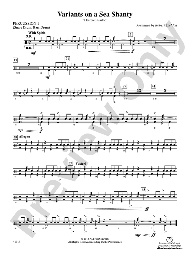 Variants on a Sea Shanty: 1st Percussion: 1st Percussion Part - Digital ...