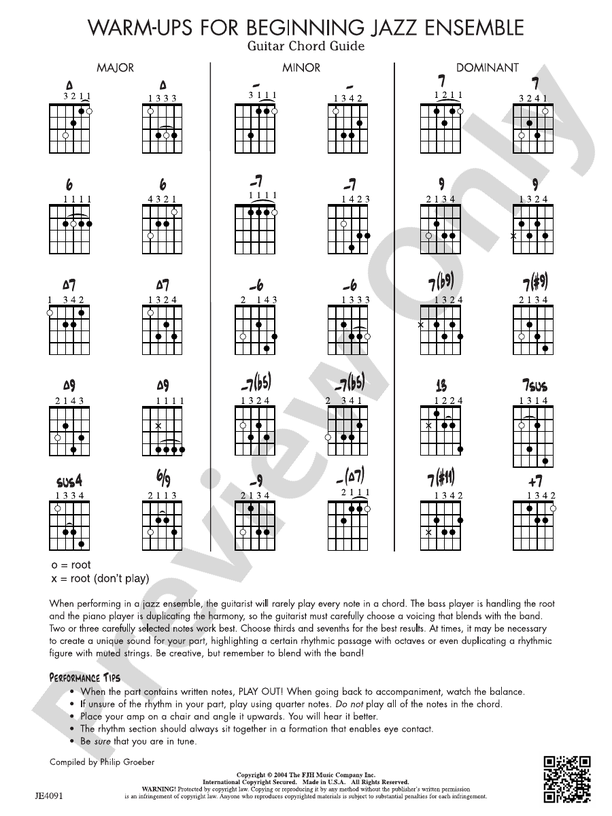 Warm-ups for Beginning Jazz Ensemble: Guitar Chord Guide: Guitar Chord ...
