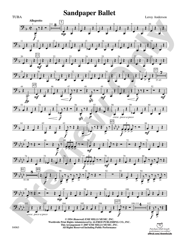 Sandpaper Ballet: Tuba: Tuba Part - Digital Sheet Music Download