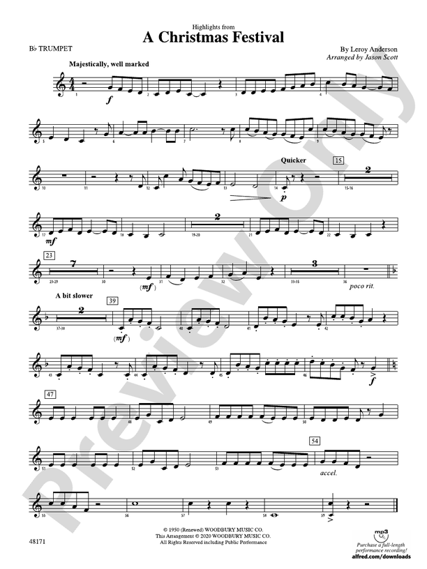 A Christmas Festival: 1st B-flat Trumpet: 1st B-flat Trumpet Part ...