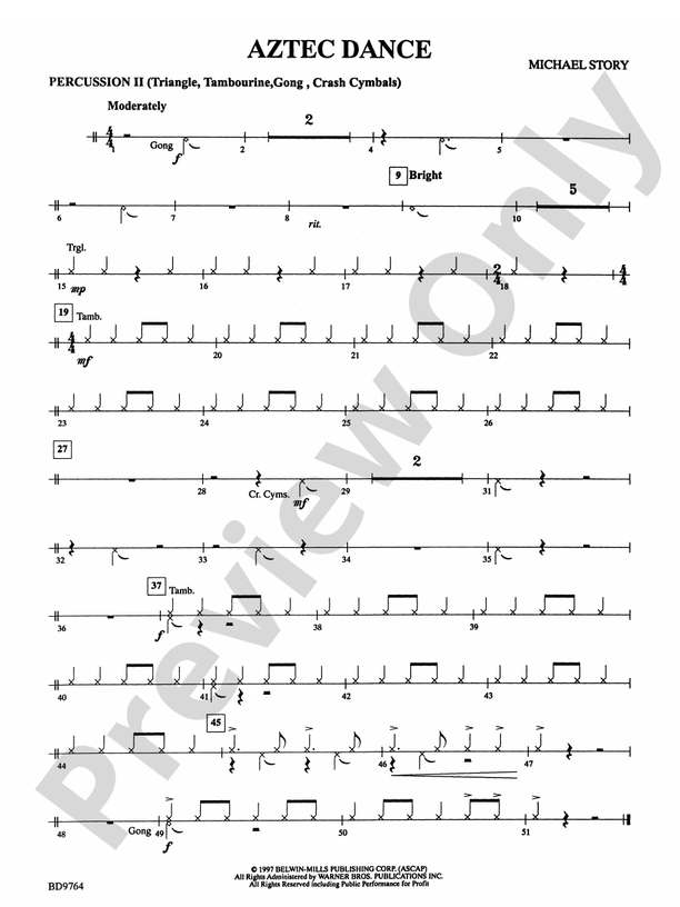 Aztec Dance: 2nd Percussion: 2nd Percussion Part - Digital Sheet Music Download