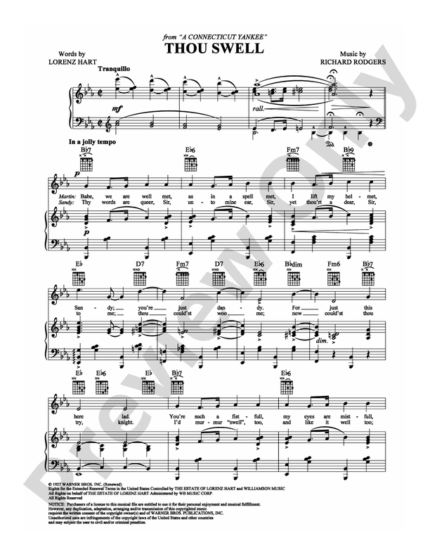 Thou Swell: Piano/Vocal/Chords: Richard Rodgers - Digital Sheet Music Download