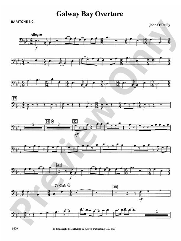 Galway Bay Overture: Baritone B.C.: Baritone B.C. Part - Digital Sheet ...