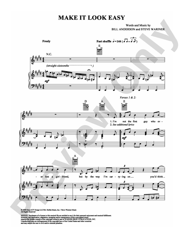 Make It Look Easy: Piano/Vocal/Chords: Steve Wariner - Digital Sheet ...