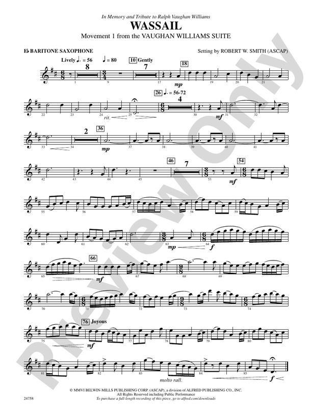 Wassail: E-flat Baritone Saxophone: E-flat Baritone Saxophone Part - Digital Sheet Music Download