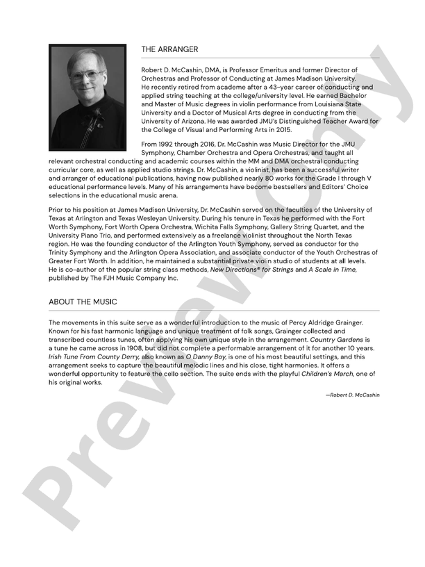 A Grainger Suite: String Orchestra Conductor Score & Parts: Percy ...