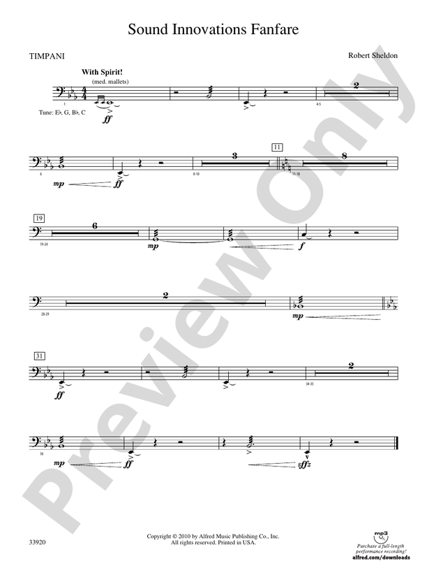 Sound Innovations Fanfare: Timpani: Timpani Part - Digital Sheet Music Download