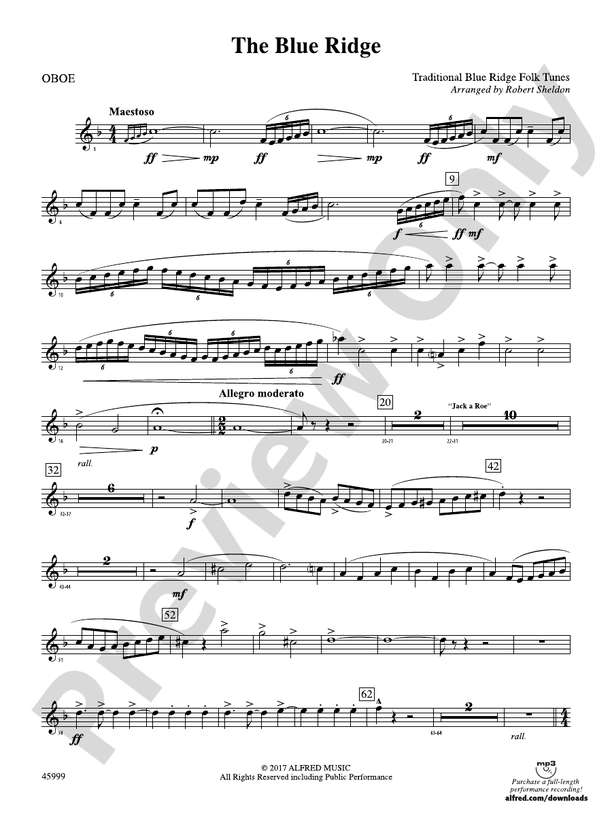The Blue Ridge: Oboe: Oboe Part - Digital Sheet Music Download