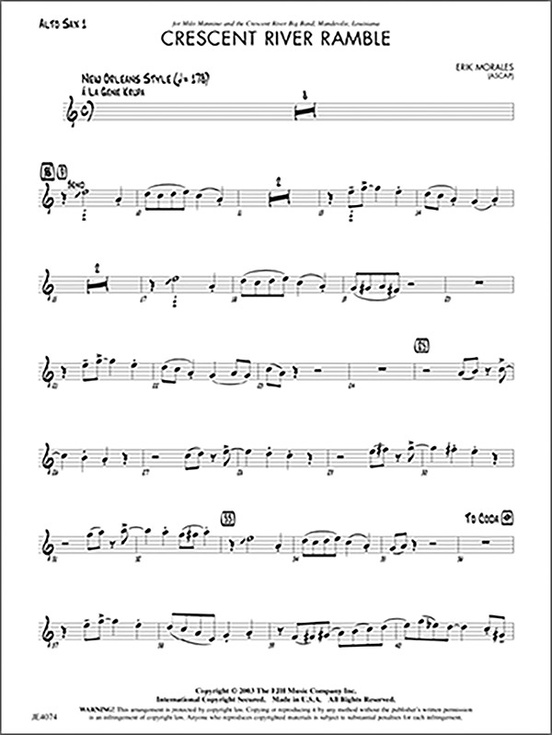 Crescent River Ramble: Jazz Ensemble Conductor Score & Parts: Erik ...