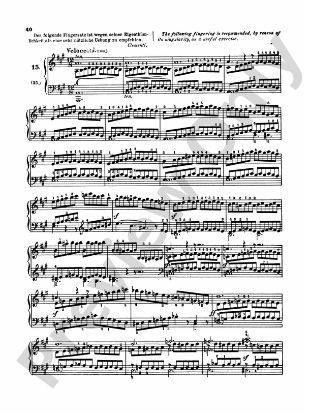 Clementi: Gradus ad Parnassum (Volume I): No. 15, A Major Part ...