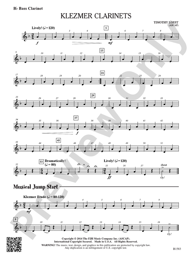Klezmer Clarinets: B-flat Bass Clarinet: B-flat Bass Clarinet Part: Timothy Loest - Digital ...
