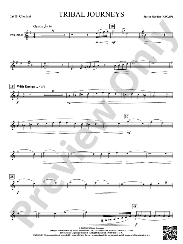 Tribal Journeys: 1st B-flat Clarinet: 1st B-flat Clarinet Part: Justin Harden - Digital Sheet ...