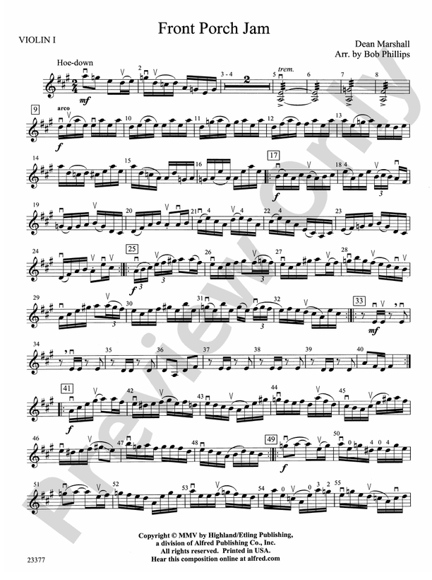 Front Porch Jam: 1st Violin: 1st Violin Part - Digital Sheet Music Download