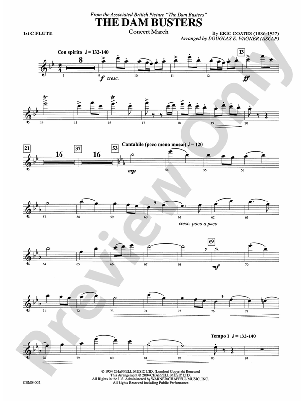 The Dam Busters Concert March: Flute: Flute Part - Digital Sheet Music ...