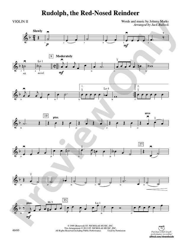 Rudolph, the Red-Nosed Reindeer: 2nd Violin: 2nd Violin Part - Digital ...