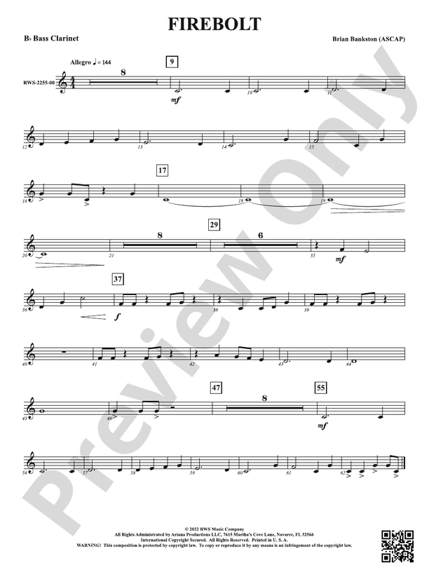 Firebolt: B-flat Bass Clarinet: B-flat Bass Clarinet Part: Brian Bankston - Digital Sheet Music ...