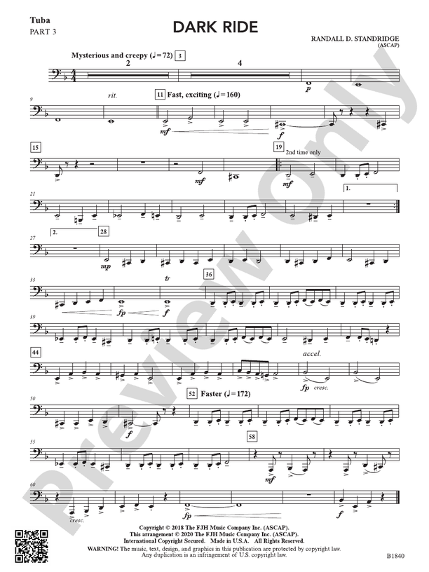 Dark Ride: Part 3 - Tuba: Part 3 - Tuba Part: Randall D. Standridge ...