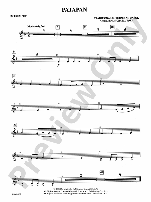 Patapan: 1st B-flat Trumpet: 1st B-flat Trumpet Part - Digital Sheet ...