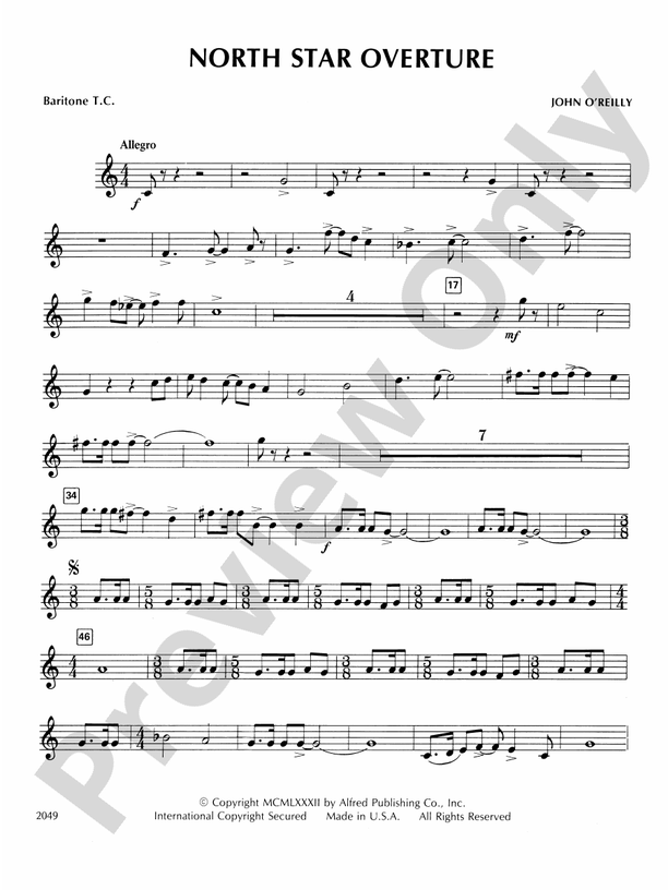 North Star Overture: Baritone T.C.: Baritone T.C. Part - Digital Sheet ...
