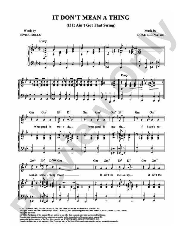It Don't Mean a Thing (If It Ain't Got That Swing): Piano/Vocal/Chords ...