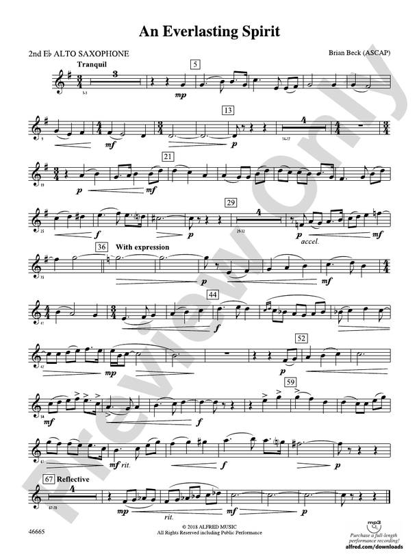 An Everlasting Spirit: 2nd E-flat Alto Saxophone: 2nd E-flat Alto Saxophone Part - Digital Sheet ...