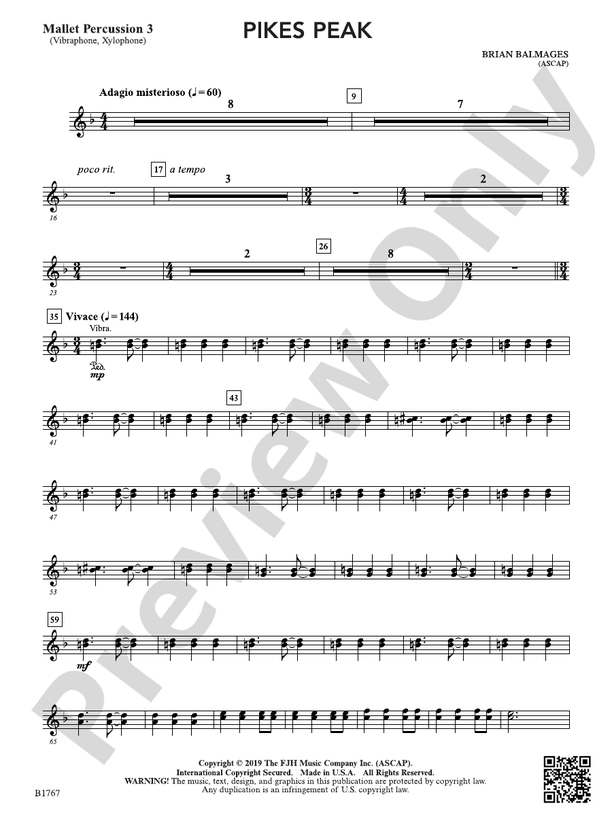Pikes Peak: Mallet Percussion 3: Mallet Percussion 3 Part: Brian Balmages - Digital Sheet Music ...
