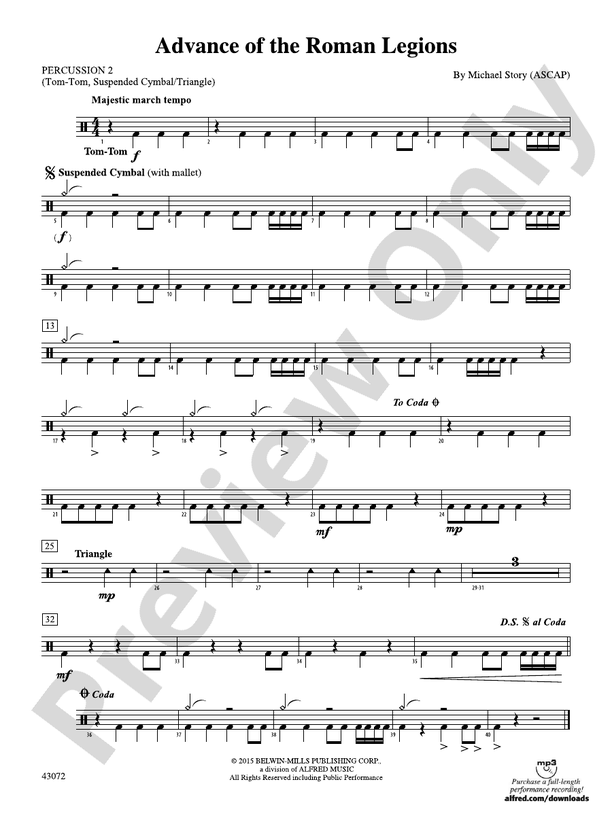 Advance of the Roman Legions: 2nd Percussion: 2nd Percussion Part ...