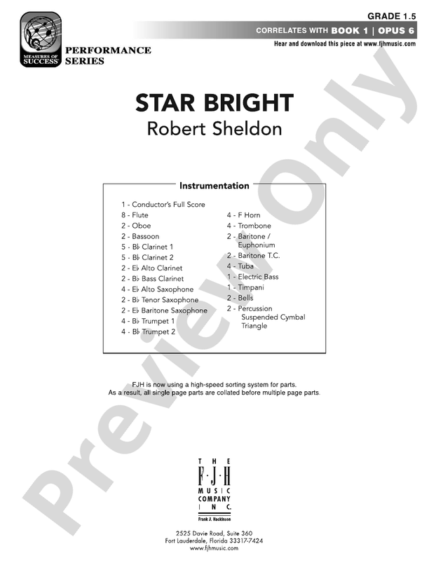 Star Bright: Concert Band Conductor Score & Parts: Robert Sheldon ...