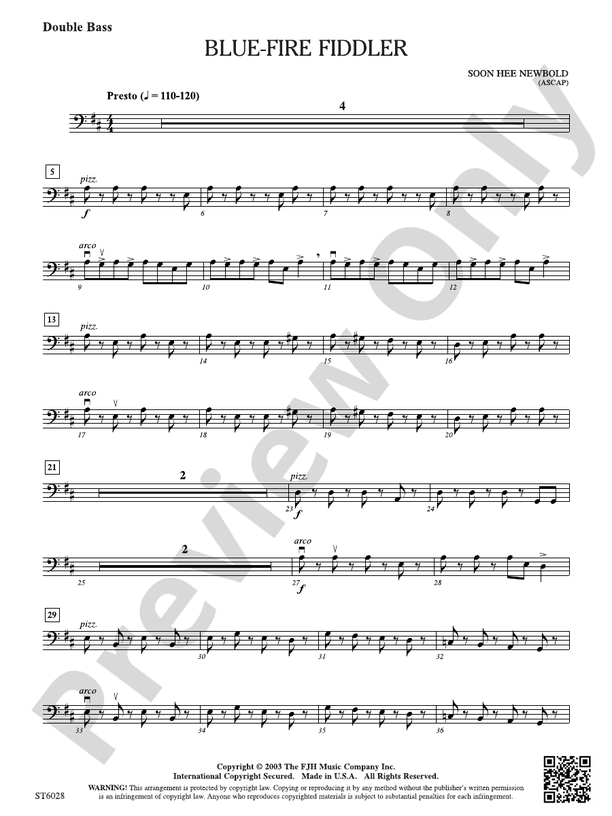 Blue-Fire Fiddler: Double Bass: Double Bass Part: Soon Hee Newbold ...
