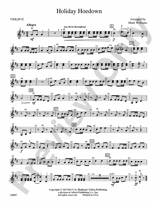 Holiday Hoedown: 2nd Violin: 2nd Violin Part - Digital Sheet Music Download