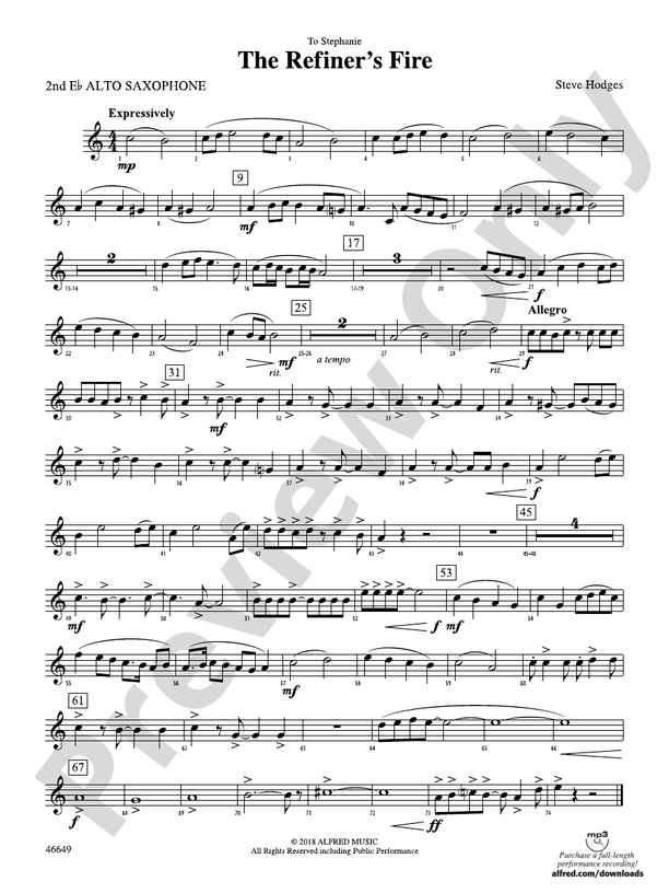 The Refiner's Fire: 2nd E-flat Alto Saxophone: 2nd E-flat Alto ...