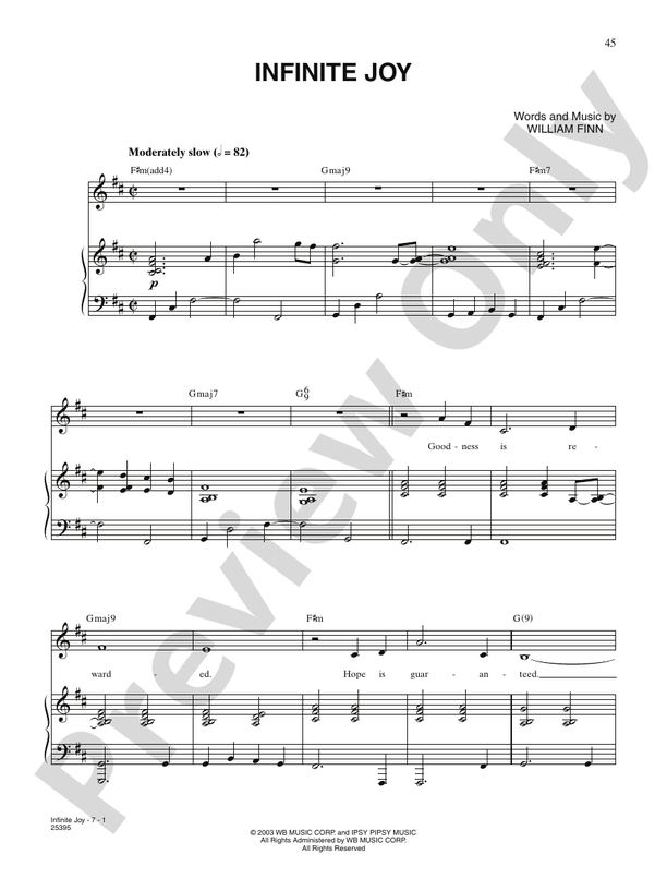 Infinite Joy (from "Elegies: A Song Cycle"): Piano/Vocal/Chords: William Finn - Digital Sheet ...