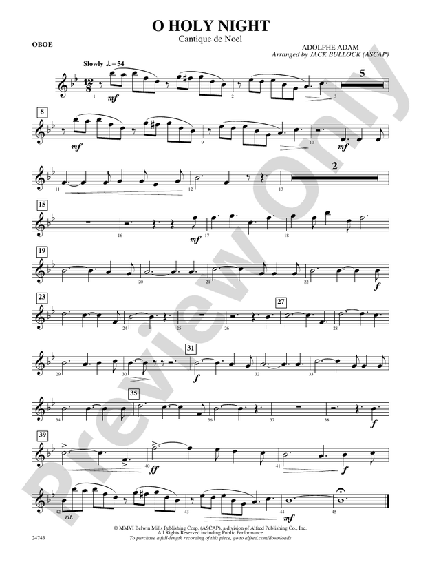 O Holy Night (Cantique de Noel): Oboe: Oboe Part - Digital Sheet Music ...